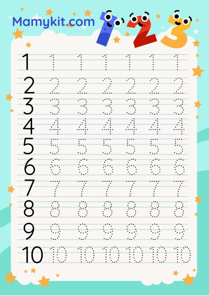 Repasse les chiffres 1-10 - Mamykit