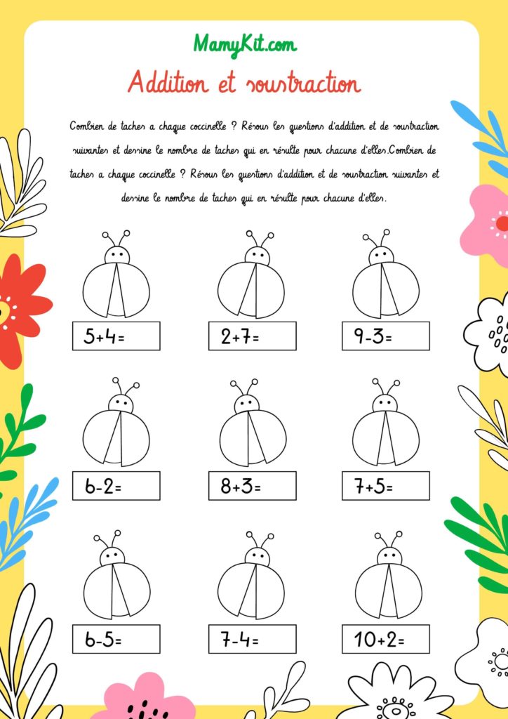 Additions et soustractions - Mamykit
